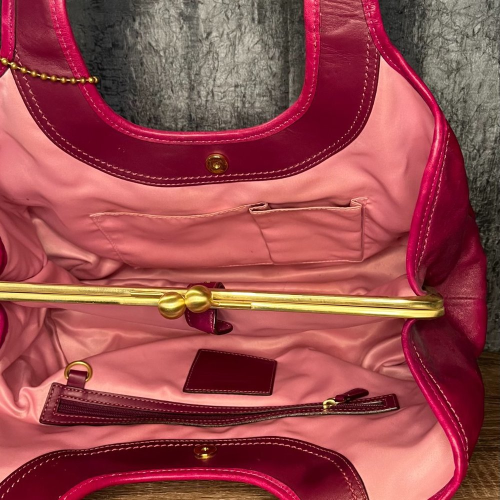 Coach Ergo Leather Pleated Kiss Lock Shoulder Bag - Gem